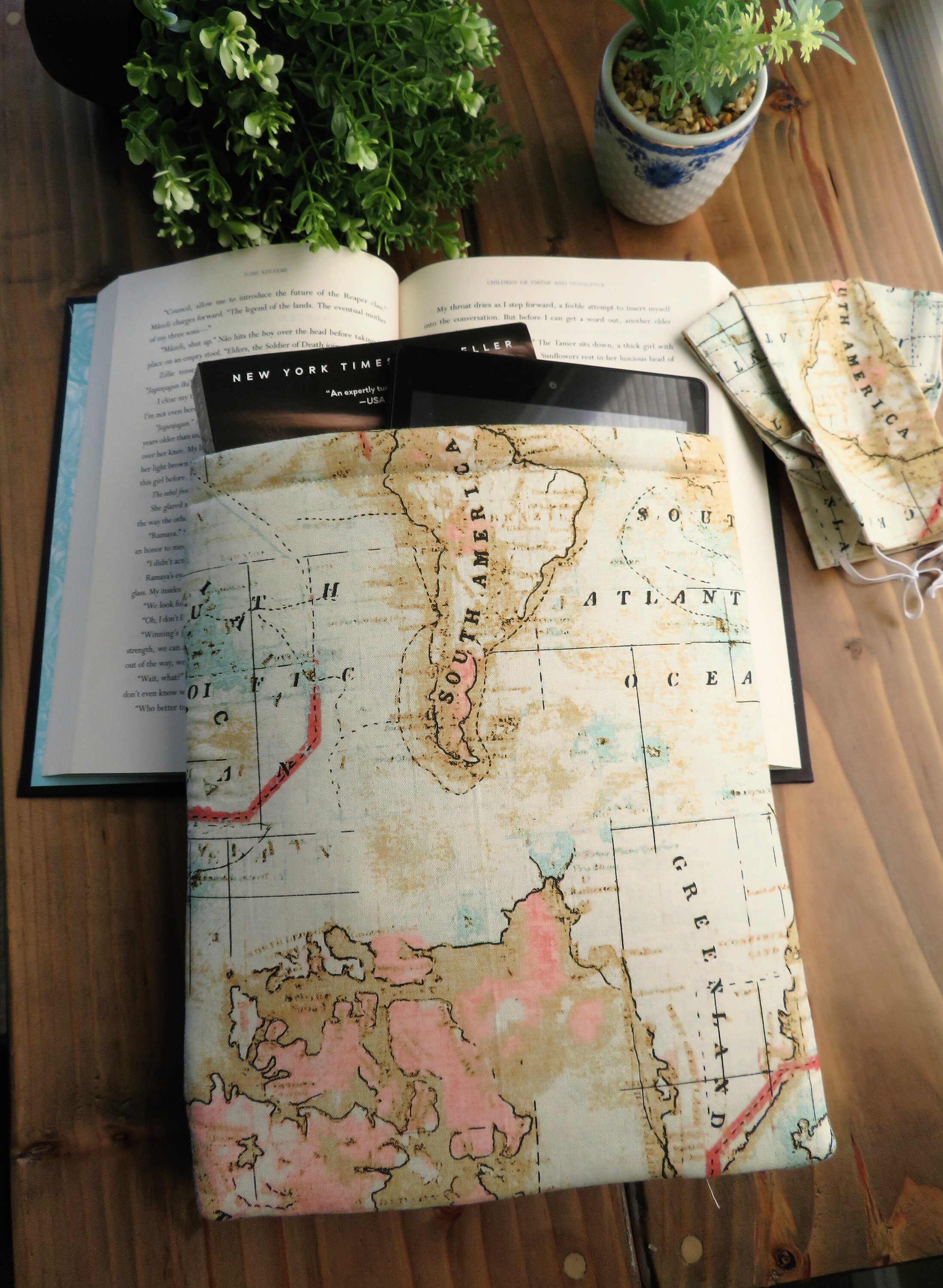 Vintage World Map Padded Foam Book Sleeve, Standard/medium Sized ...