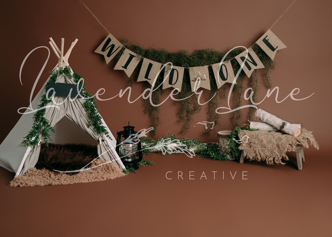 Wild One! Digital Backdrop for 1 Year Old. Cake Smash, Camping ...