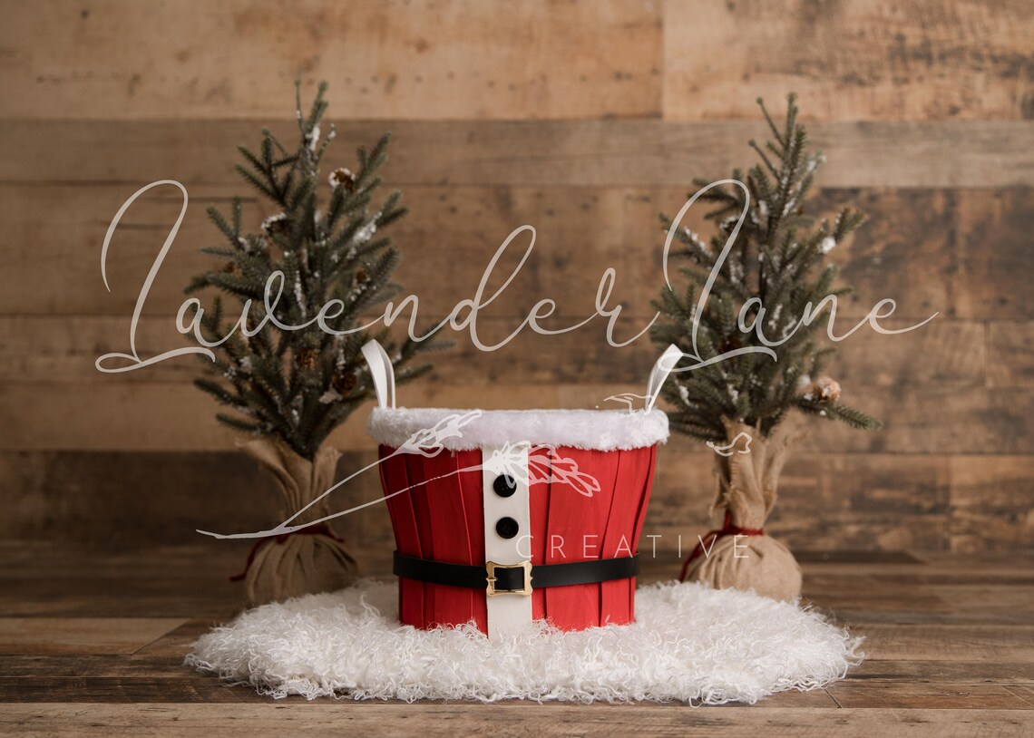 Santa Bucket With Christmas Trees, Nice, Rustic, Simple, Perfect to ...