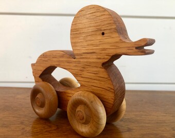 Bunny Rabbit Wooden Push Toy Rabbit Car Salvaged Wood | Etsy