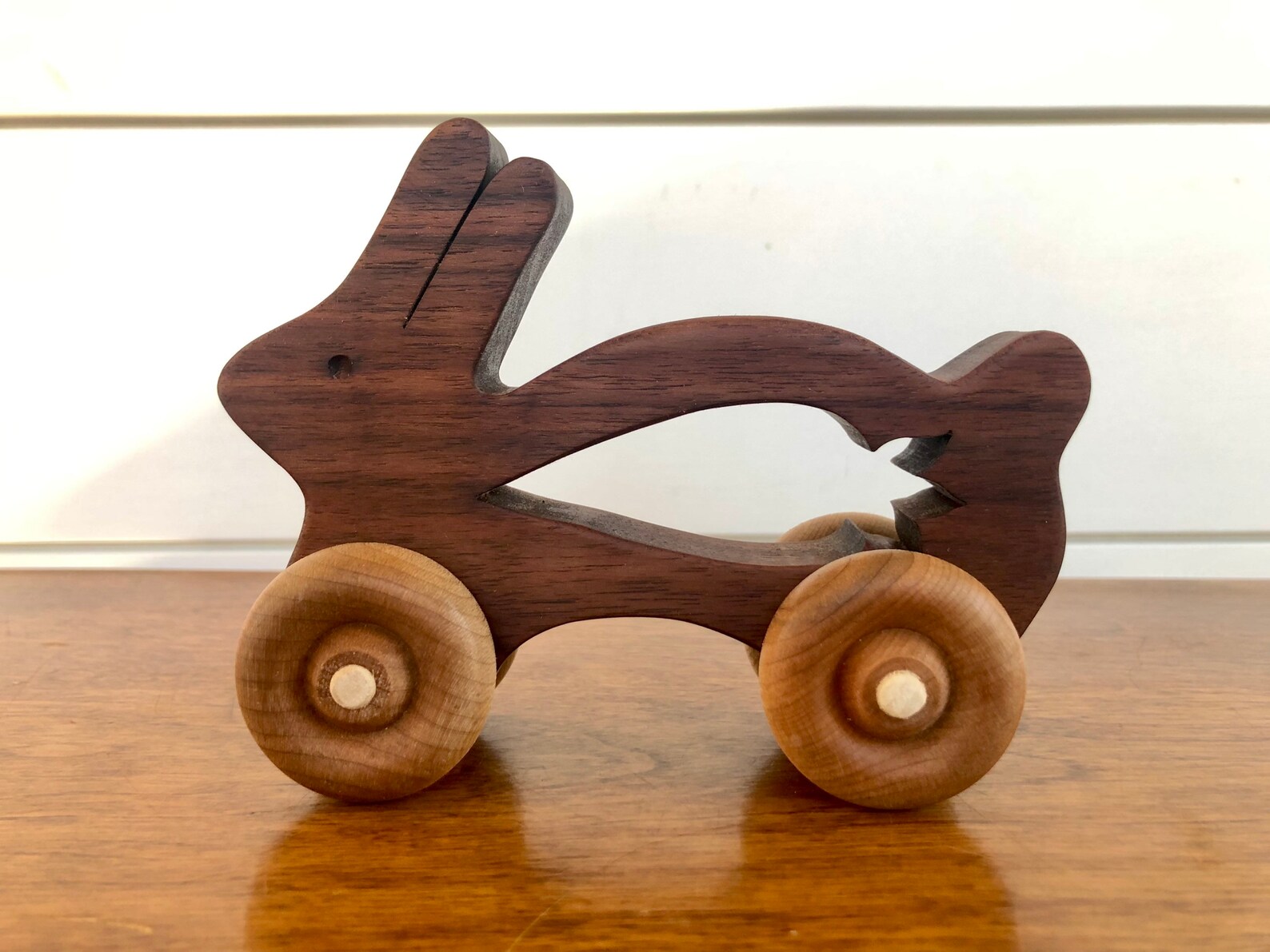 Bunny Rabbit Wooden Push Toy Rabbit Car, Salvaged Wood - Etsy