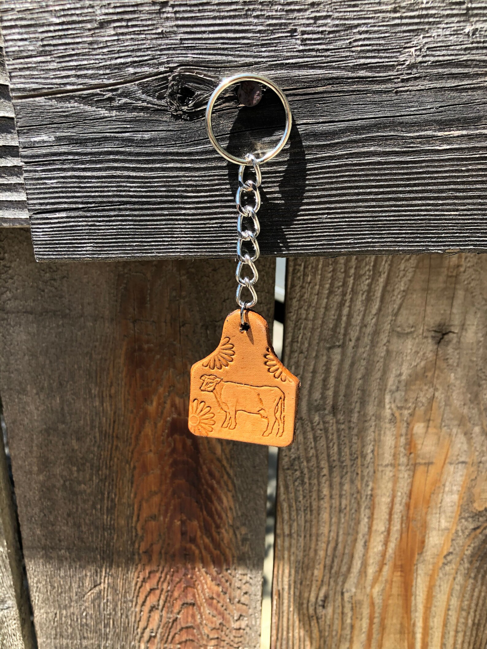 Cowtag keychain leather cowtag cow keychain leather | Etsy