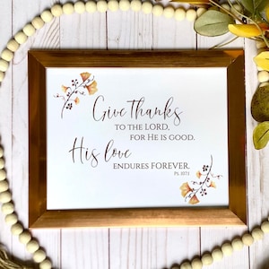 Give Thanks to the Lord, Thanksgiving Printable, Fall Wall Art for ...