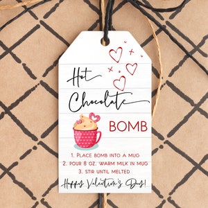 Hot Chocolate Bomb Tag Printable Valentine's Day, Hot Cocoa Bomb Tags ...