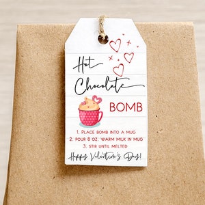 Hot Chocolate Bomb Tag Printable Valentine's Day, Hot Cocoa Bomb Tags ...