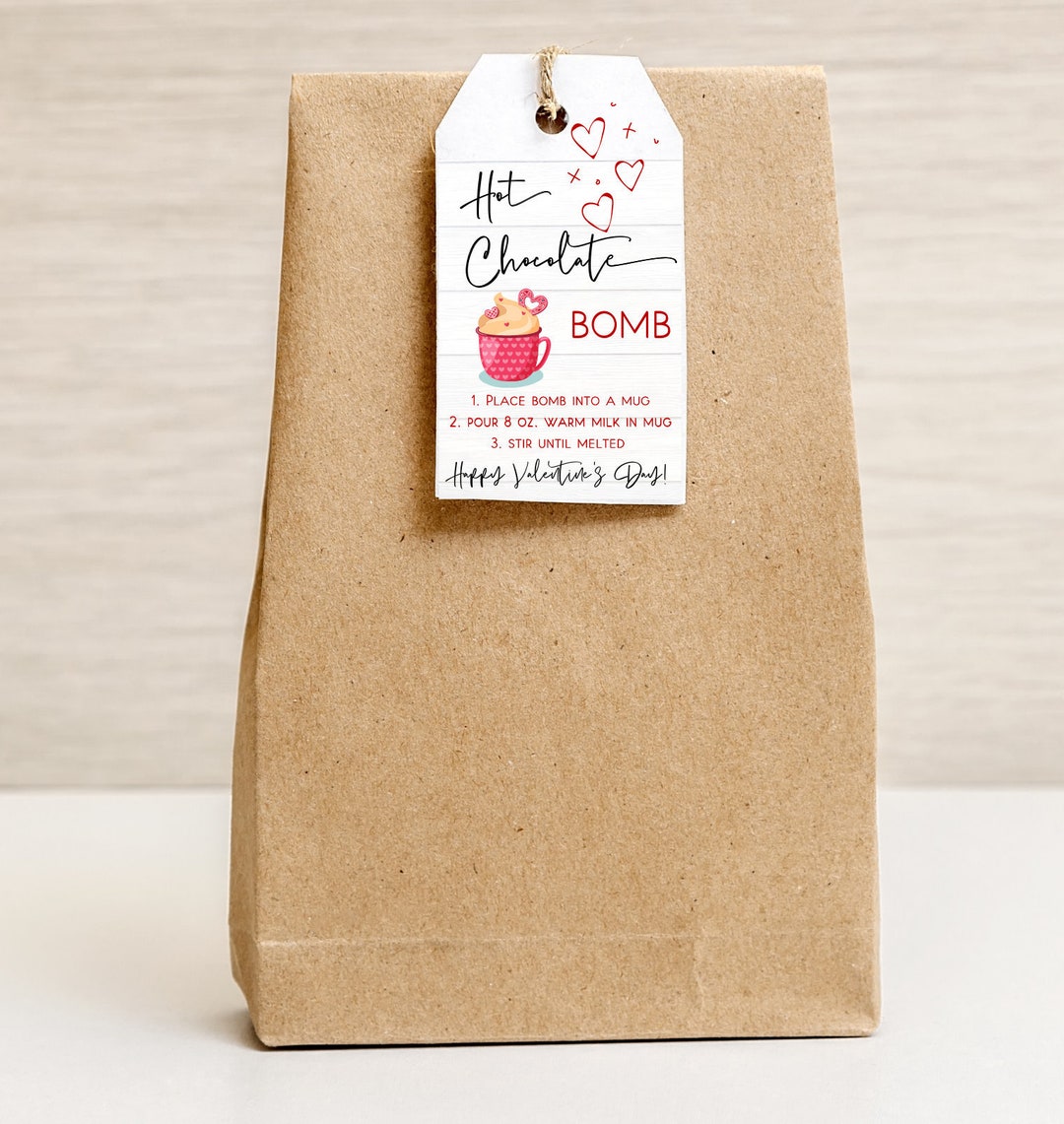 Hot Chocolate Bomb Tag Printable Valentine's Day, Hot Cocoa Bomb Tags ...