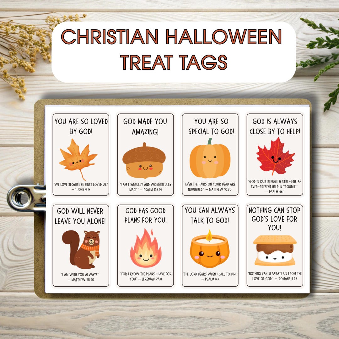 Christian Halloween Tags, Printable Bible Verse Halloween Tracts, Non ...