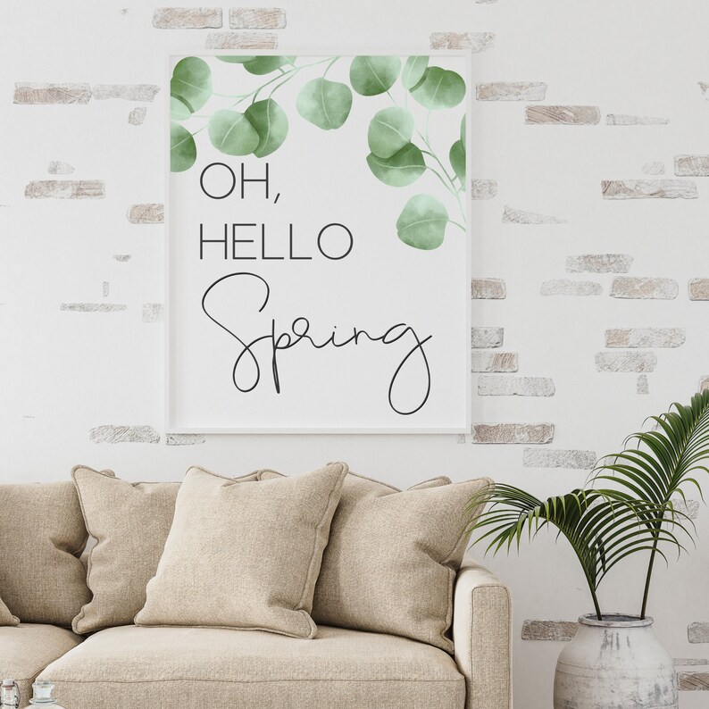 Oh Hello Spring Sign, Spring Printable Wall Art, Modern Farmhouse ...