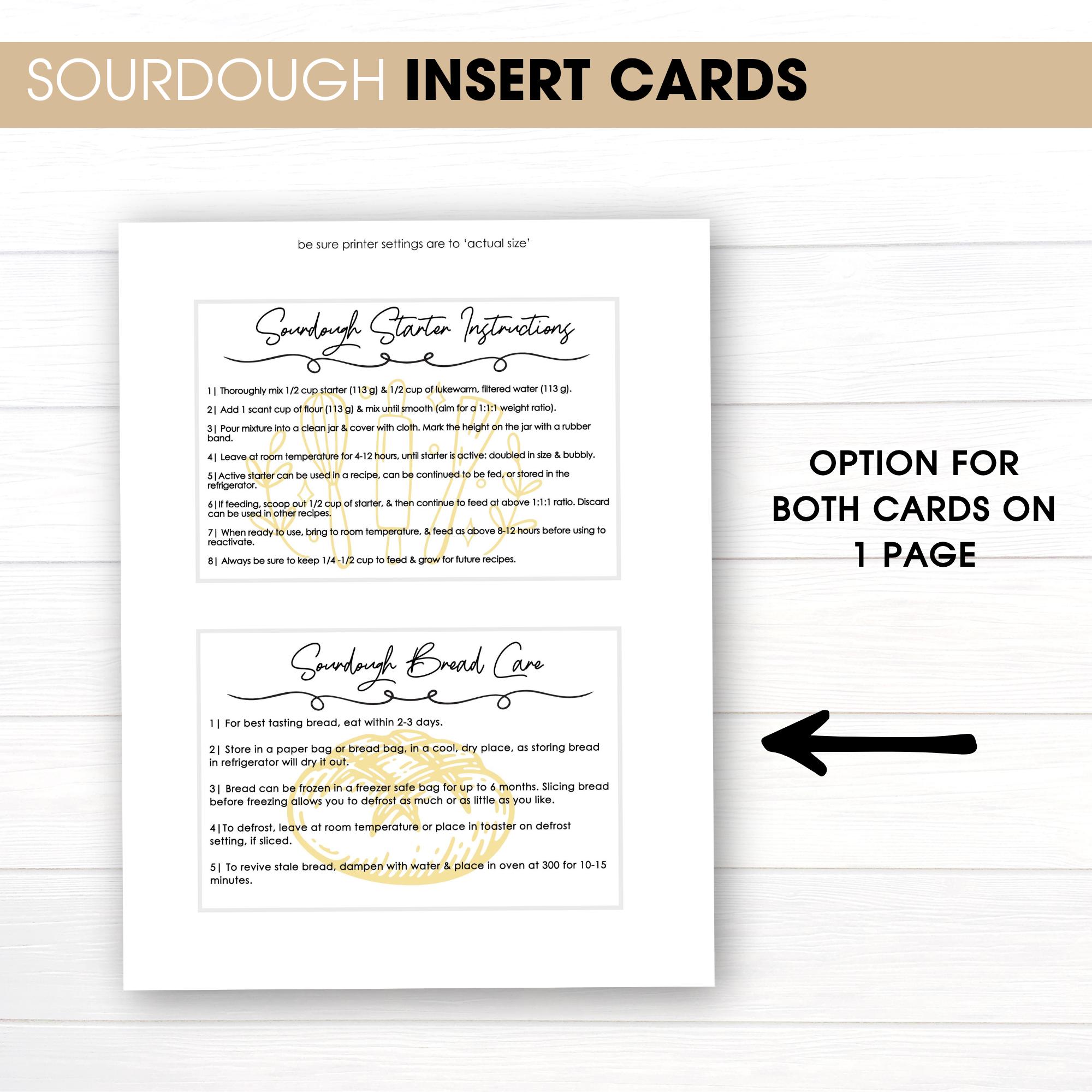 Sourdough Gift Tags, Bread Care Cards, Starter Instruction, Printable ...
