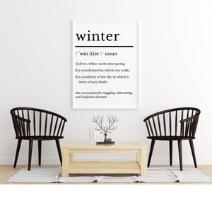 Winter Definition Print, Dictionary Print, Winter Printable Wall Art ...