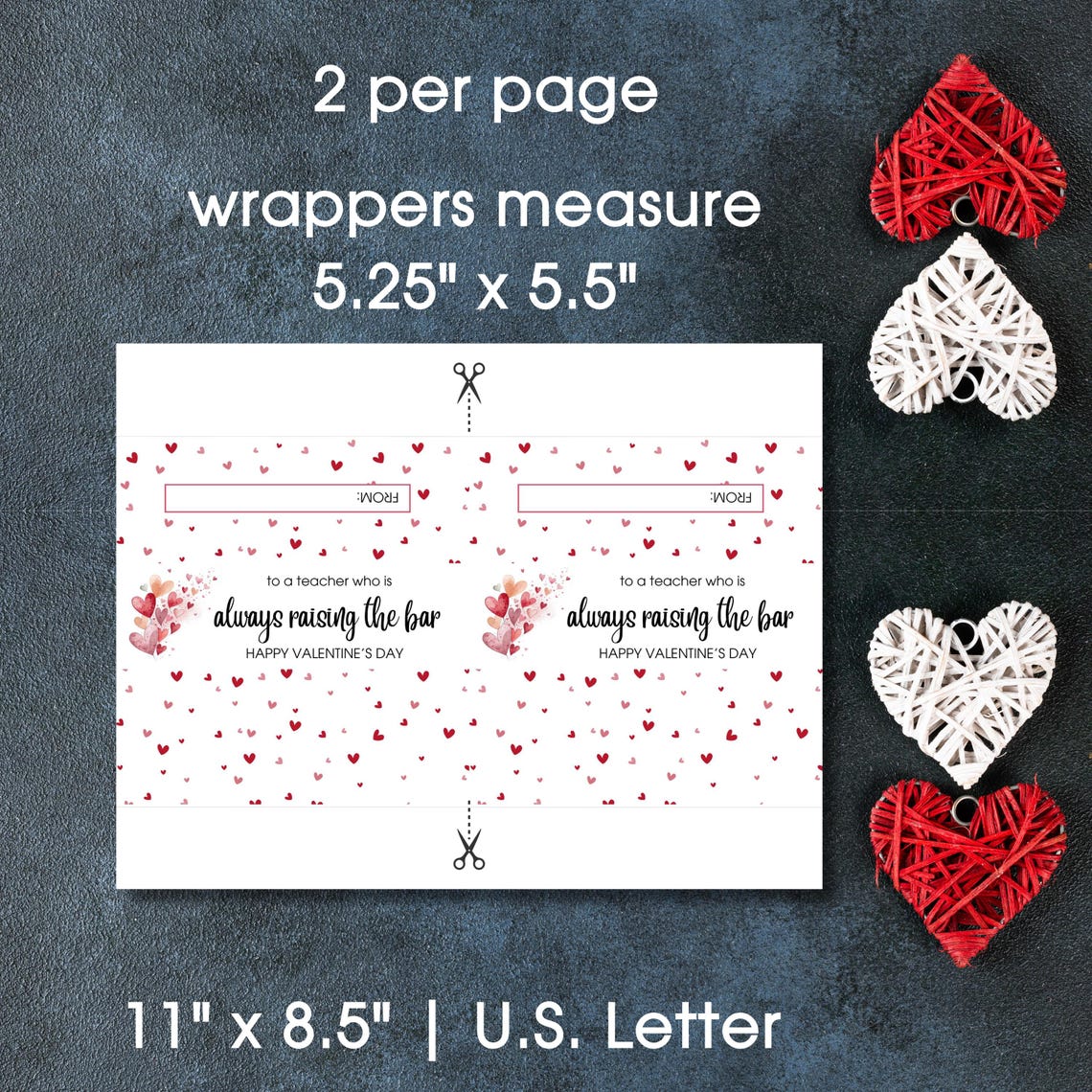 Teacher Valentine Candy Bar Wrappers Printable, Valentine Gift for ...