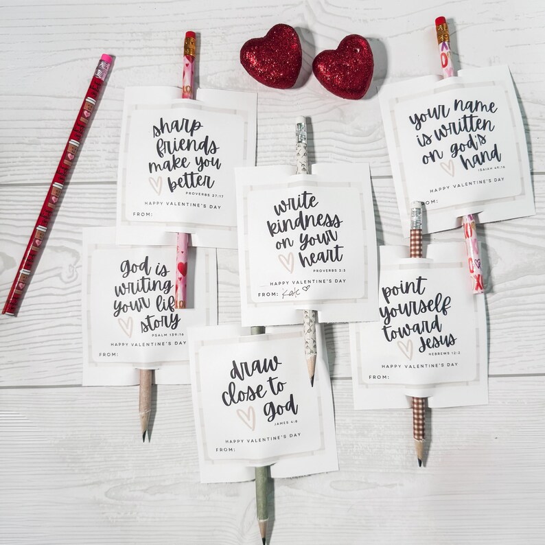 Christian Pencil Valentine Cards Printable | Modern Bible Verse ...