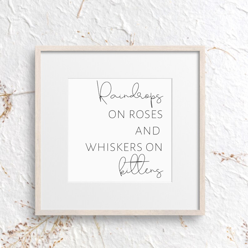 Sound of Music Print, Raindrops on Roses, Minimalist Printable Wall Art ...