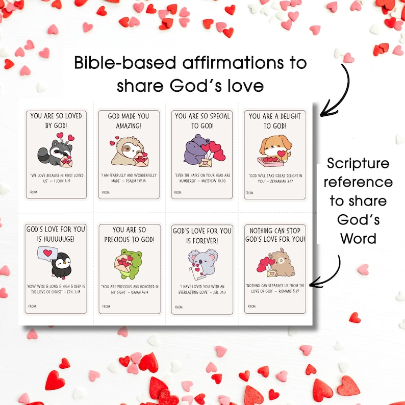Christian Kids Printable Valentines, Christian Affirmations, Scripture ...