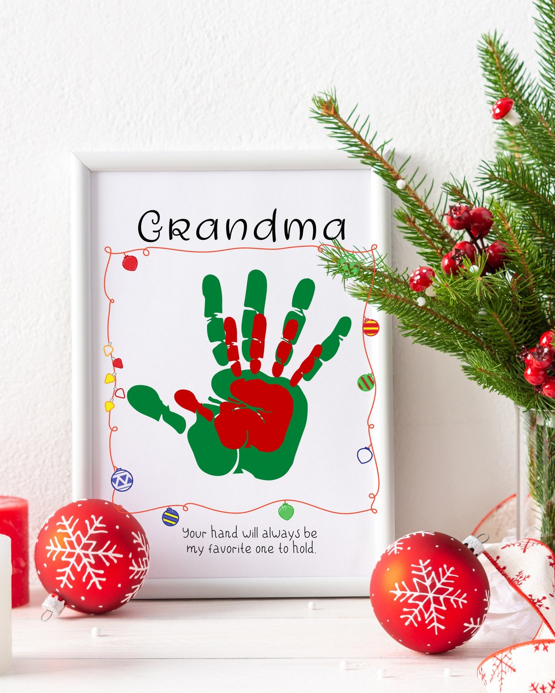 Grandma Christmas Gift From Grandkid, Handprint Art for Grandparent ...