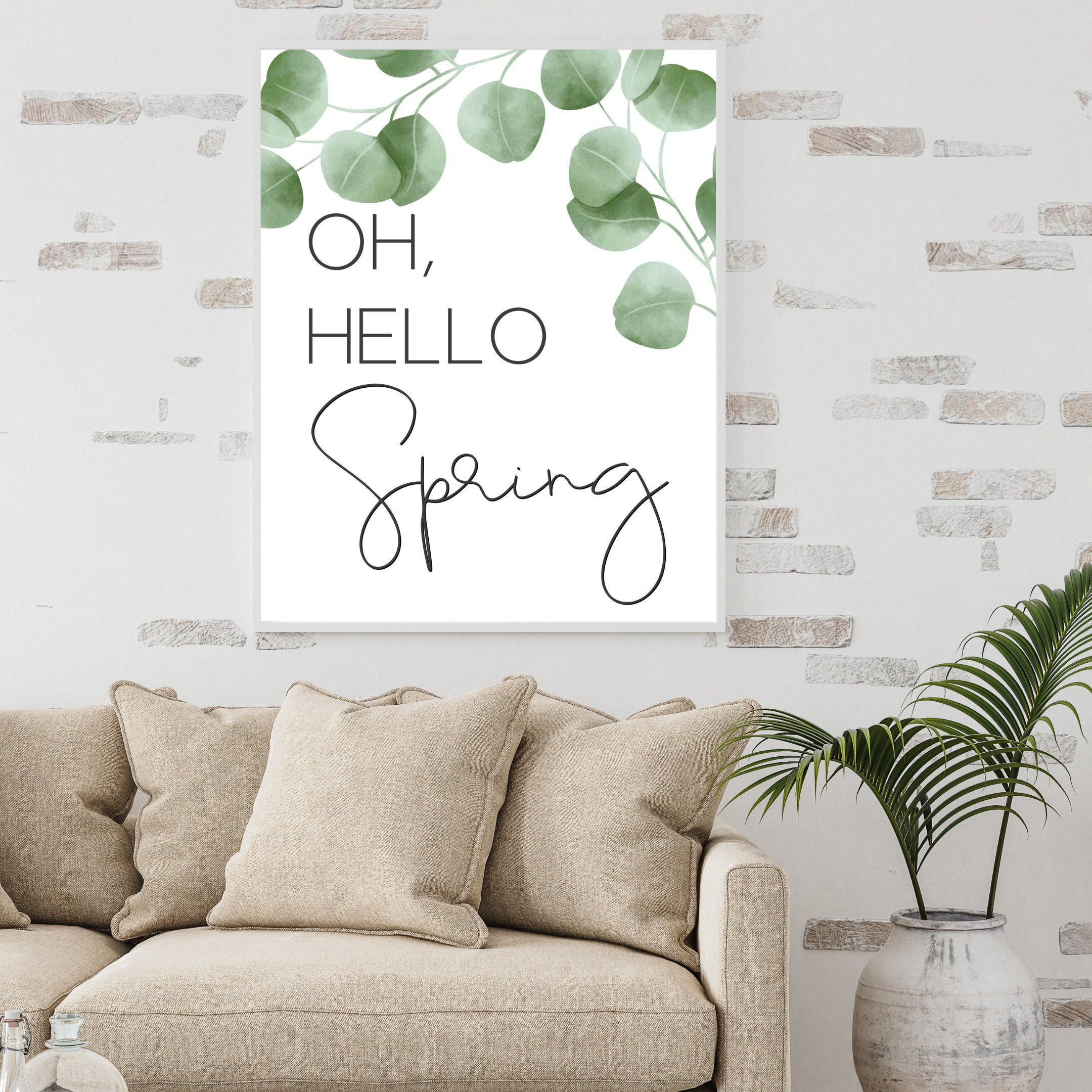 Oh Hello Spring Sign, Spring Printable Wall Art, Modern Farmhouse ...