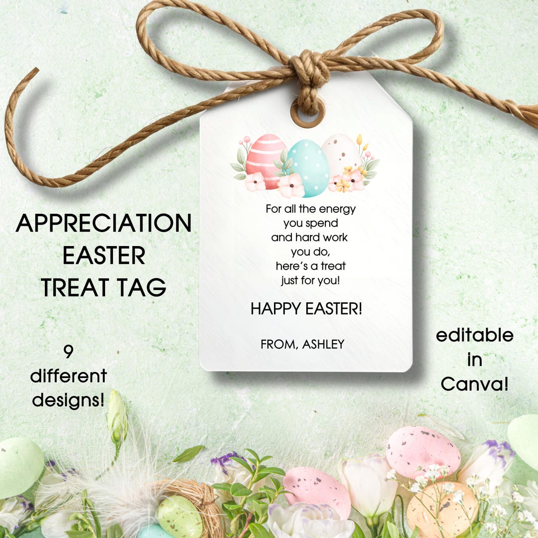Easter Treat Tag Printable, Editable Teacher Staff Volunteer ...