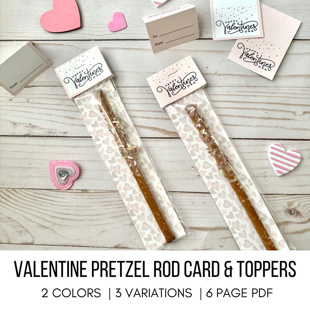 Pretzel Rod Valentine Tag, Printable Bag Topper, Lollipop Card Holder ...