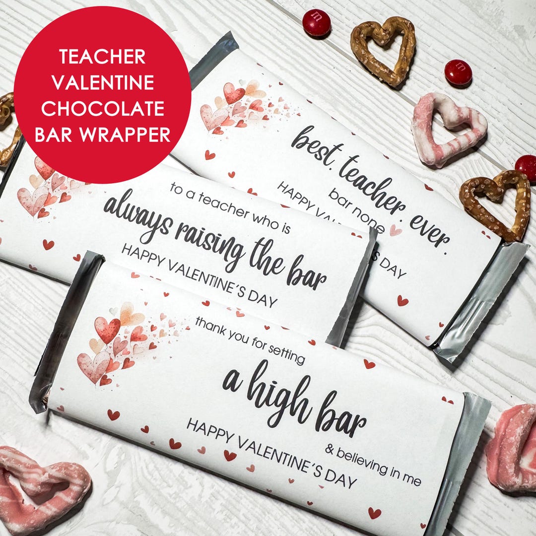 Teacher Valentine Candy Bar Wrappers Printable, Valentine Gift for ...