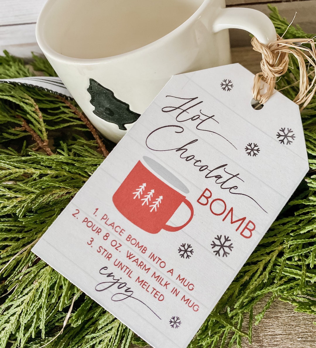 Hot Chocolate Bomb Printable Tag, Hot Cocoa Bomb Tags, Christmas Bomb ...