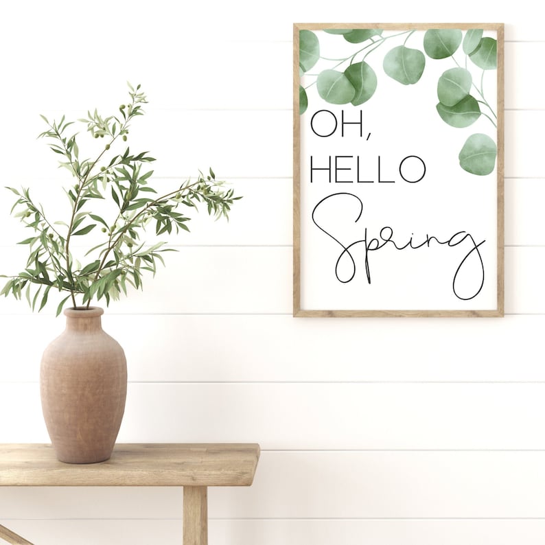 Oh Hello Spring Sign Spring Printable Wall Art Modern - Etsy