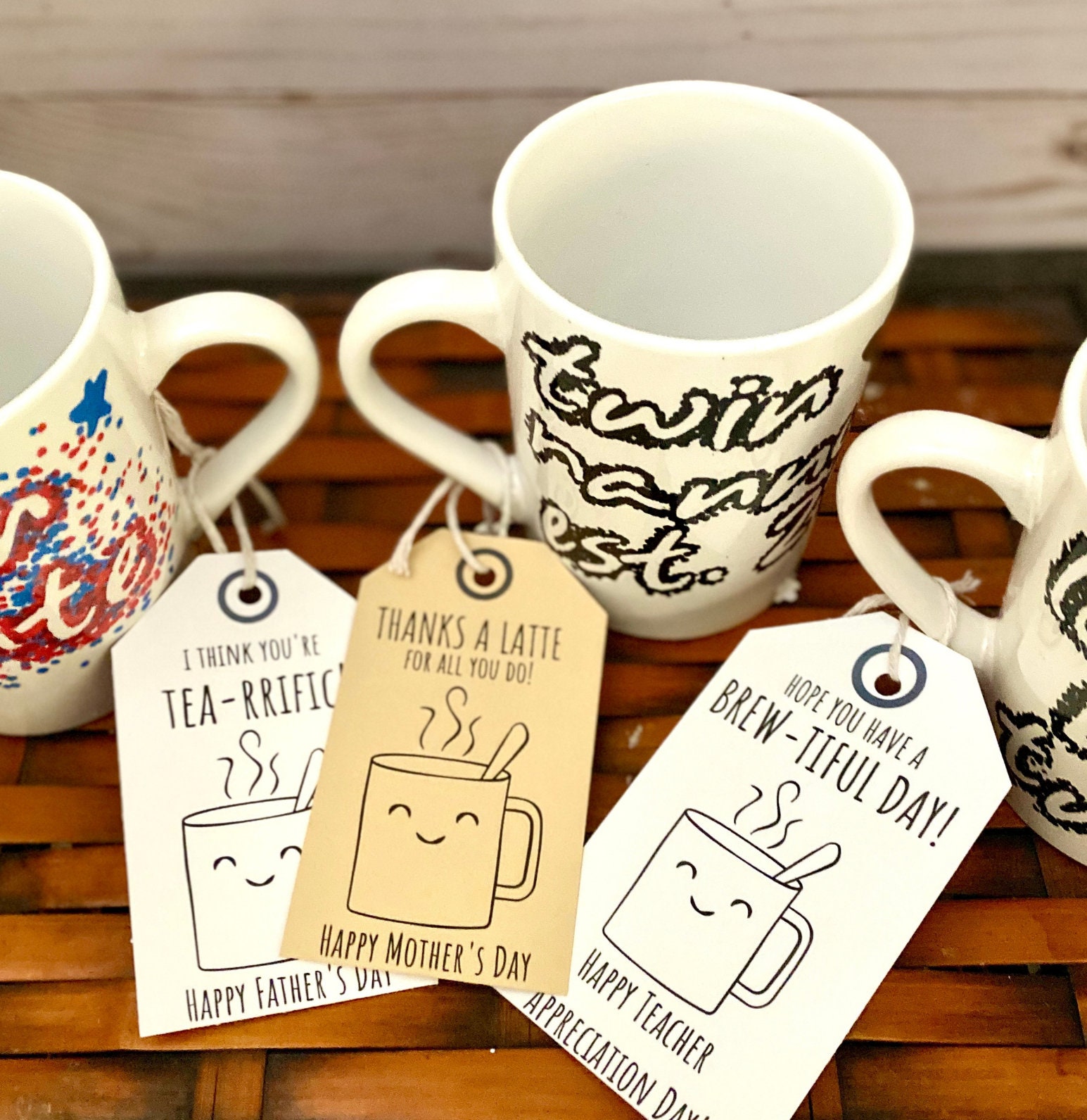 Mother's Day Gift Tag Father's Day Gift Tag Coffee - Etsy