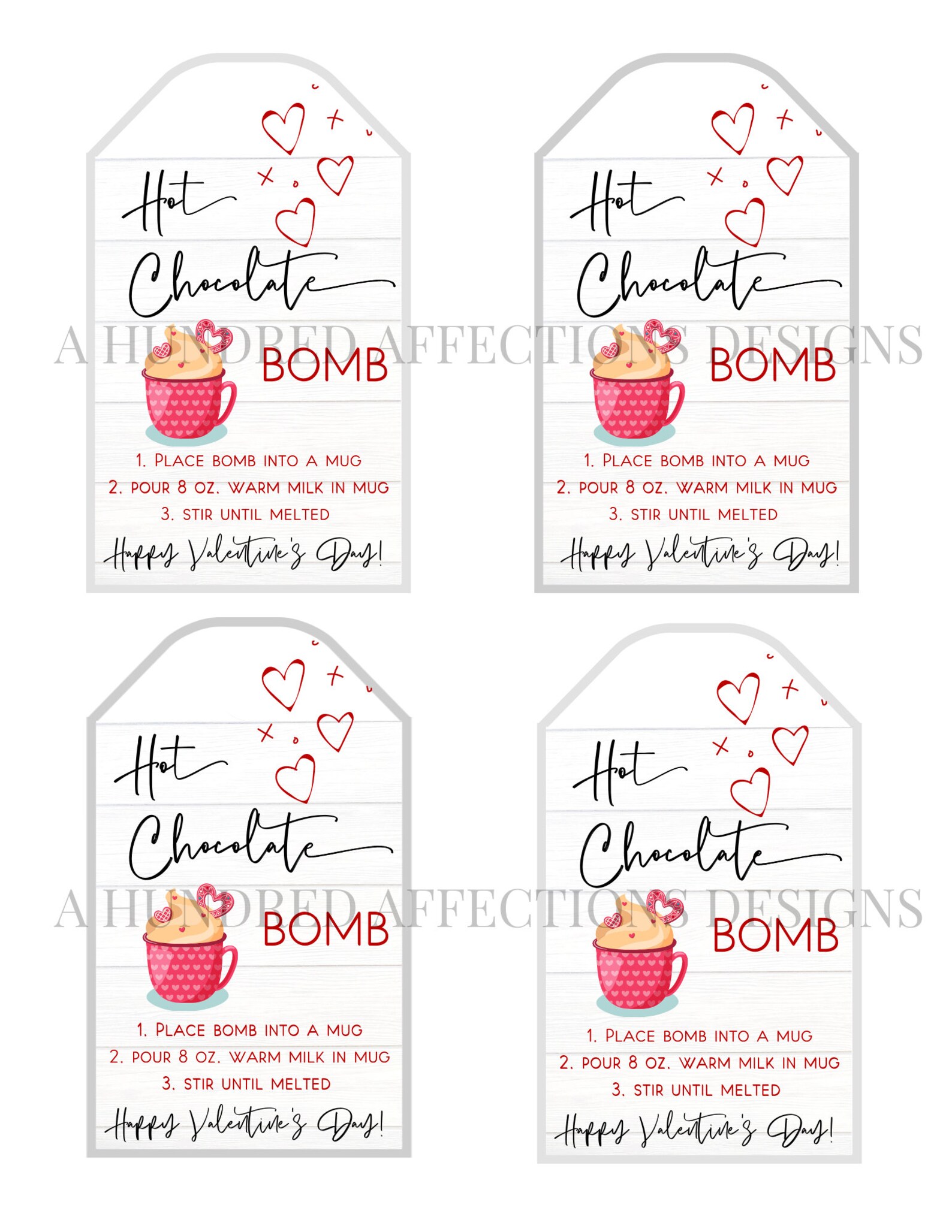 Hot Chocolate Bomb Tag Printable Valentine's Day, Hot Cocoa Bomb Tags ...