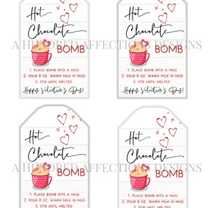 Hot Chocolate Bomb Tag Printable Valentine's Day, Hot Cocoa Bomb Tags ...