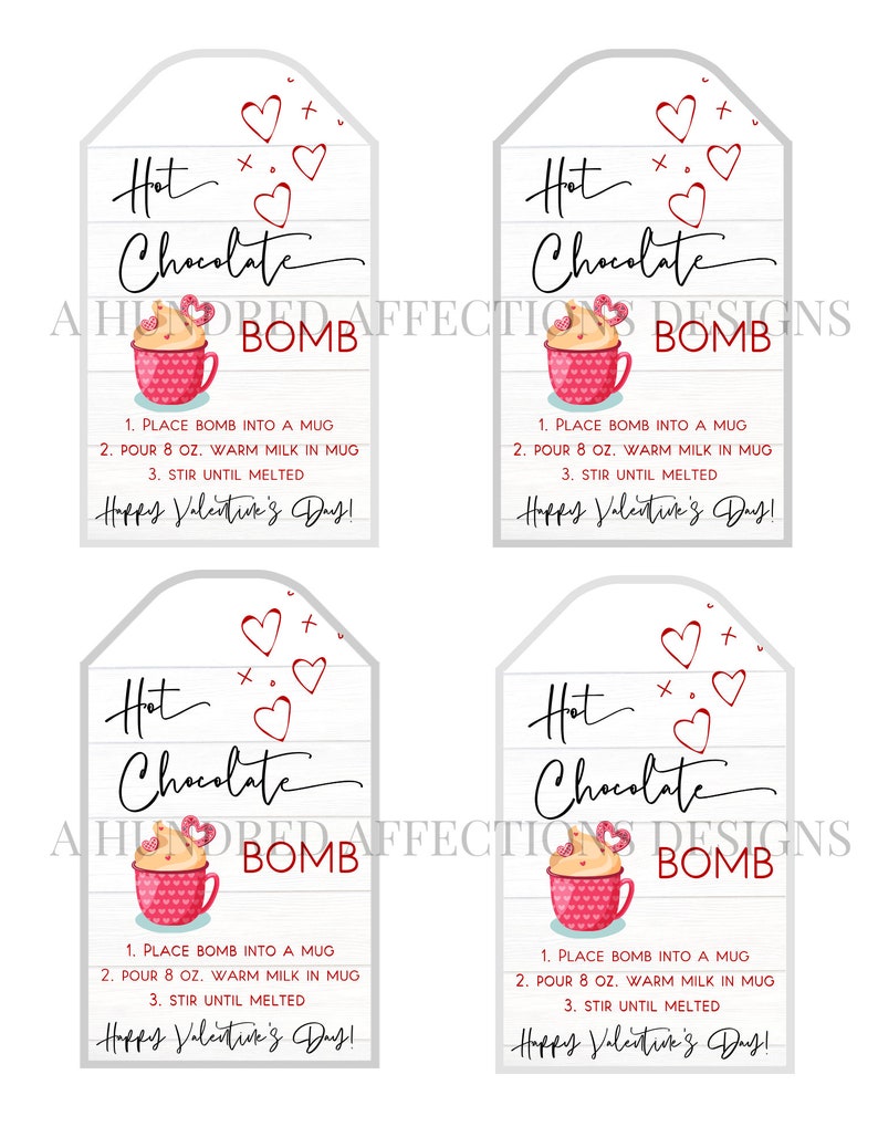 Hot Chocolate Bomb Tag Printable Valentine's Day Hot - Etsy