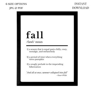 Fall Definition Print, Dictionary Print, Fall Printable Wall Art ...