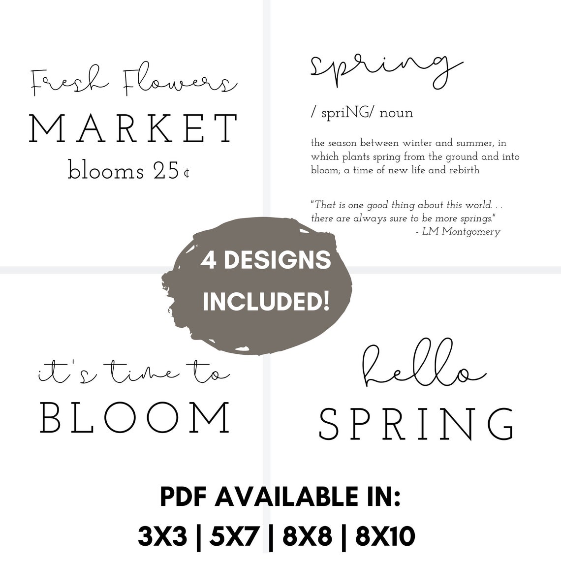 Spring Wall Art Printable Set of 4 Prints Minimalist Decor - Etsy