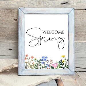 Welcome Spring Sign, Spring Printable Wall Art, Spring Wildflower Print ...