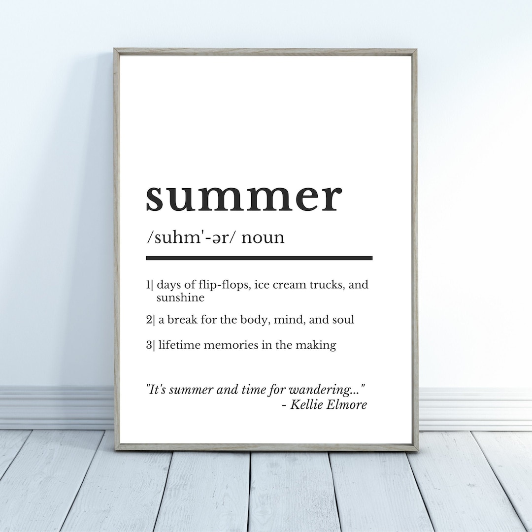 Summer Definition Print, Dictionary Print, Summer Printable Wall Art ...