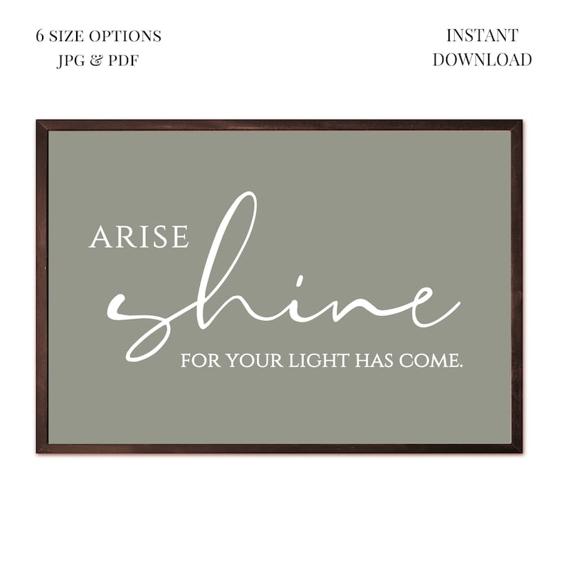 Arise Shine, Isaiah 60, Wall Art, Bible Verse Wall Art, Scripture ...