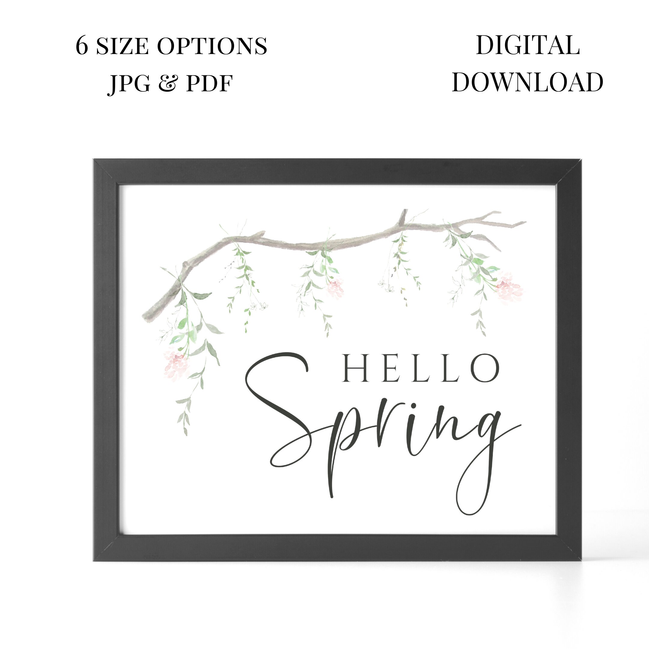 Hello Spring Printable Spring Wall Art Farmhouse Spring - Etsy