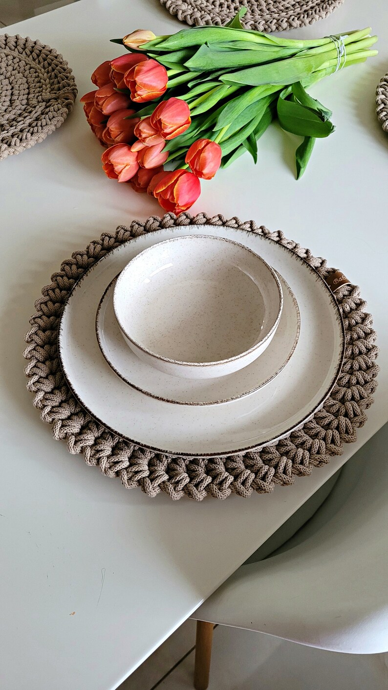 Natural Woven Placemats for Table Setting, Set of 2-4, Cotton Braided ...