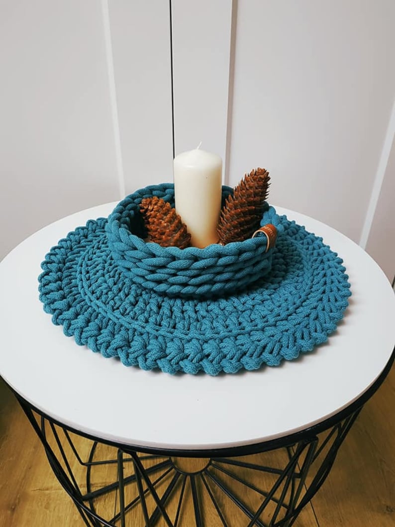 Knitted Placemats, Crochet Cotton Table Decor, Handmade Round Placemats ...