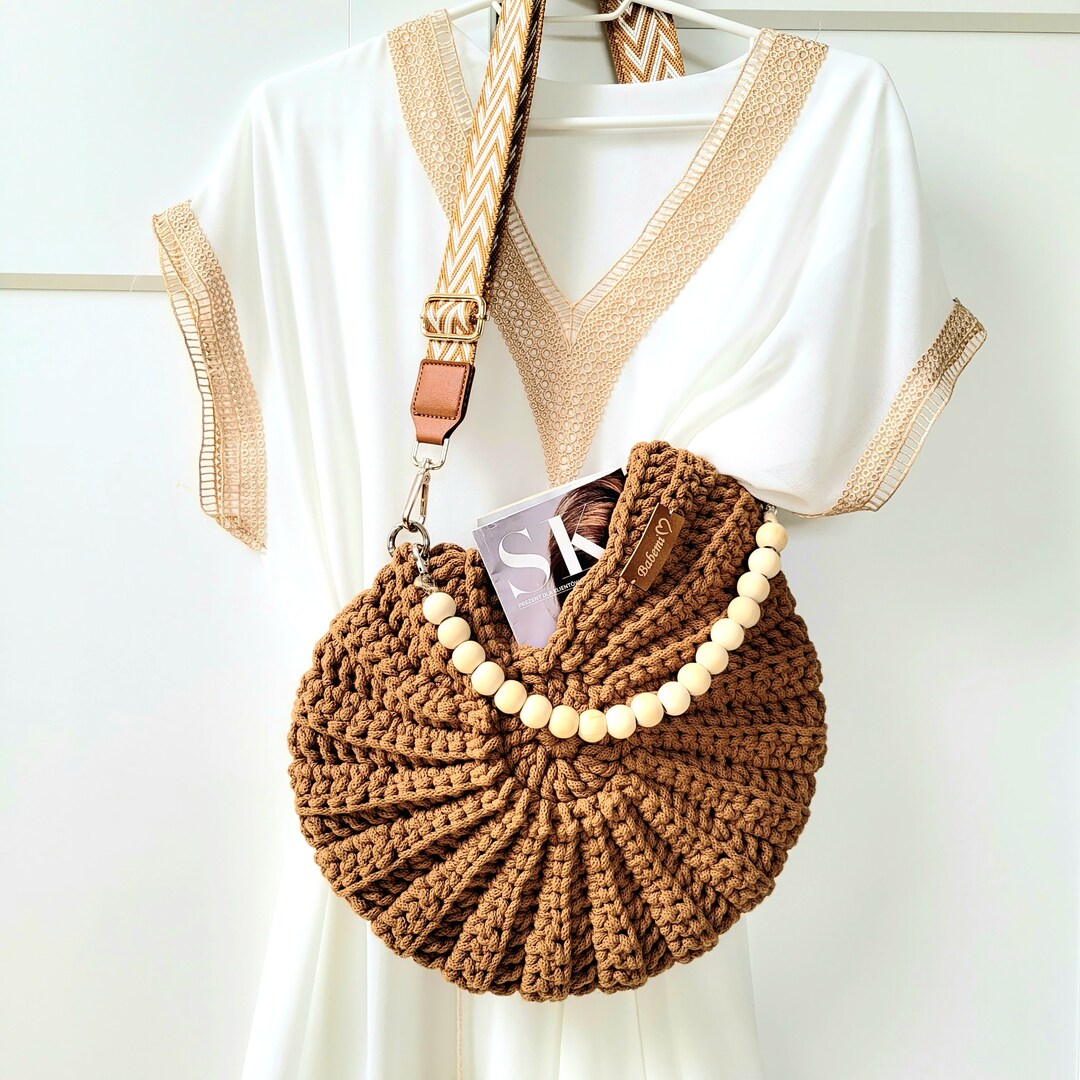 Shell-shaped Bagseashell Crossbody Bag Caramel Crochet Beach - Etsy