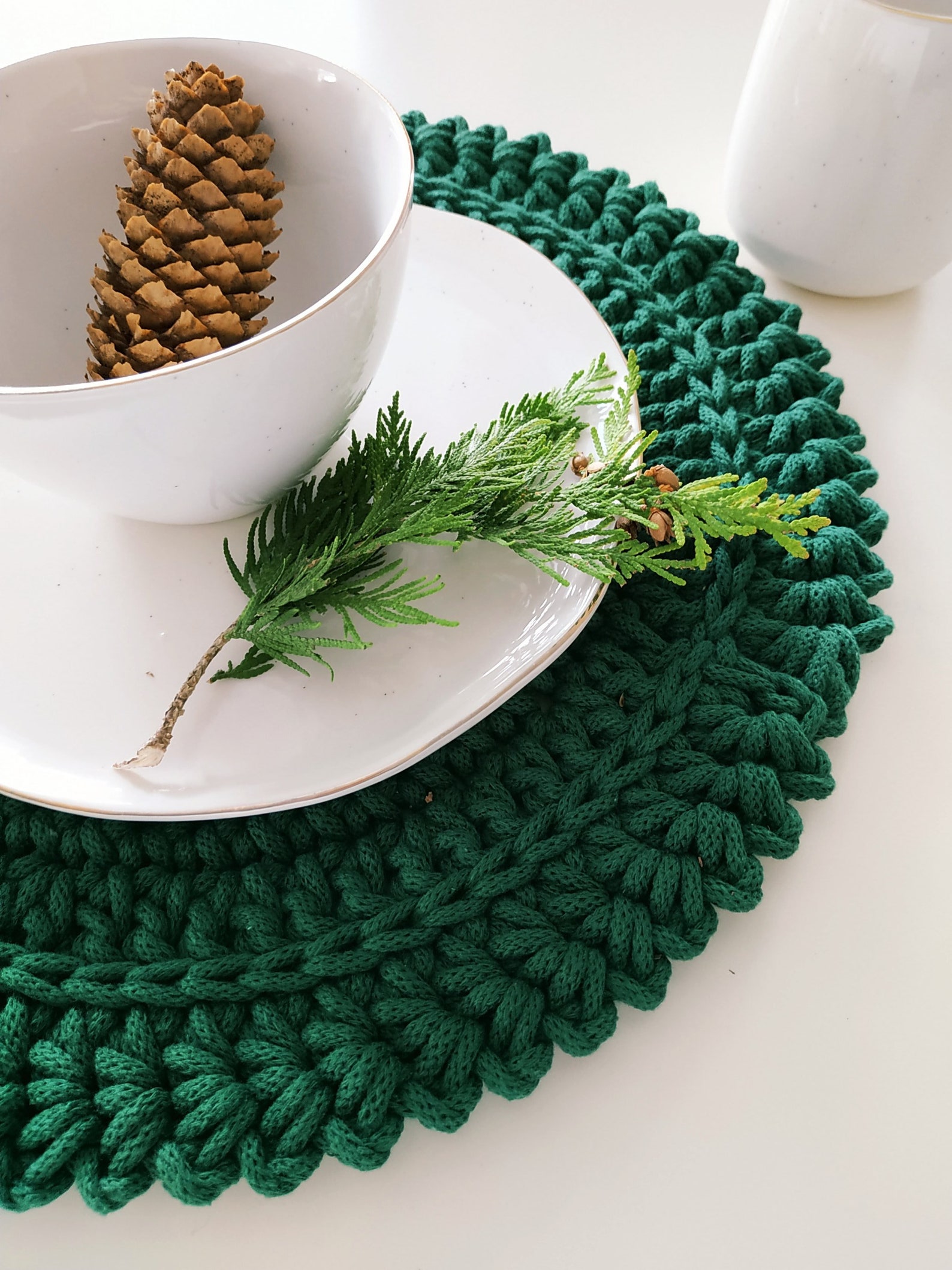 Knitted Placemats, Crochet Cotton Table Decor, Handmade Round Placemats ...