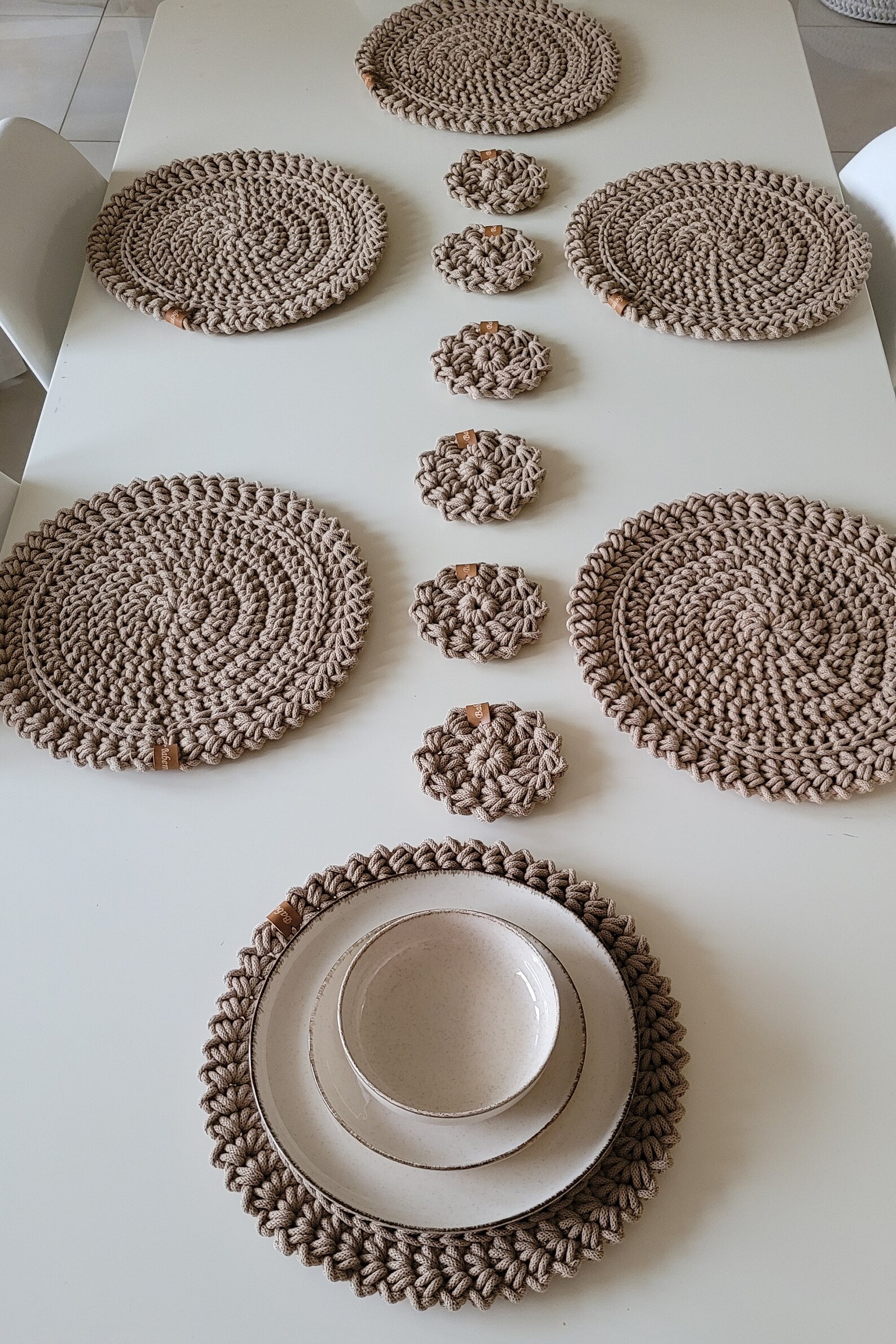 Natural Woven Placemats for Table Setting, Set of 2-4, Cotton Braided ...