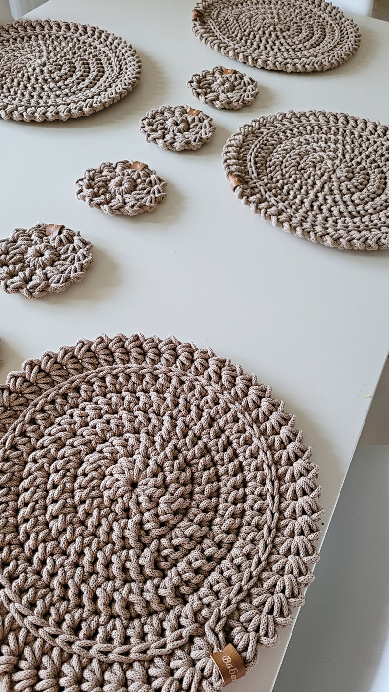 Natural Woven Placemats for Table Setting, Set of 2-4, Cotton Braided ...