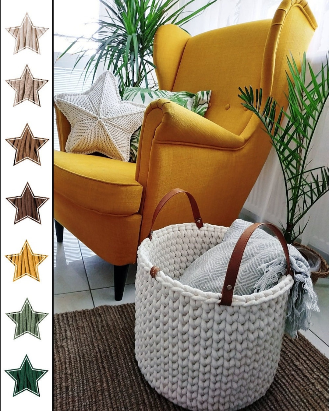 Blanket Basket, Xlarge Chunky Modern Basket, Crochet Knitted Storage ...