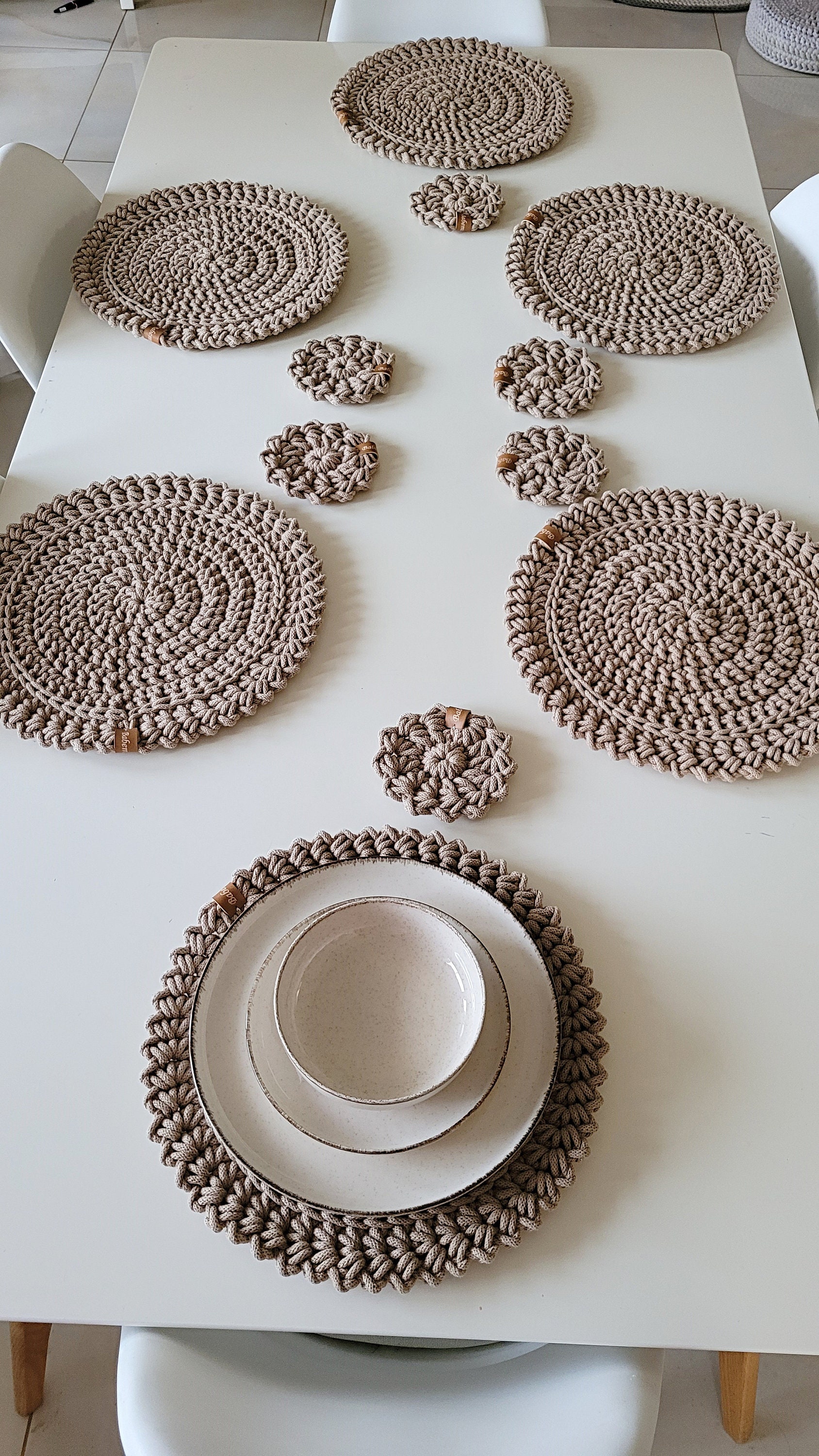 Natural Woven Placemats for Table Setting, Set of 2-4, Cotton Braided ...