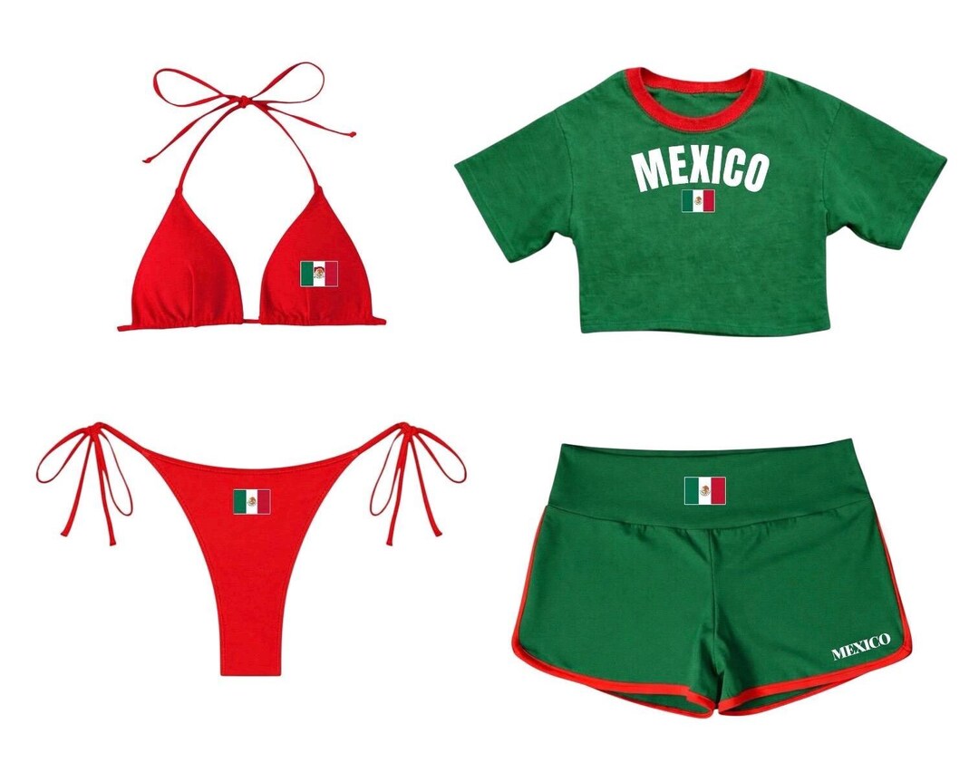 Mexico 4 Piece Bikini Set Beach Outfit - Etsy