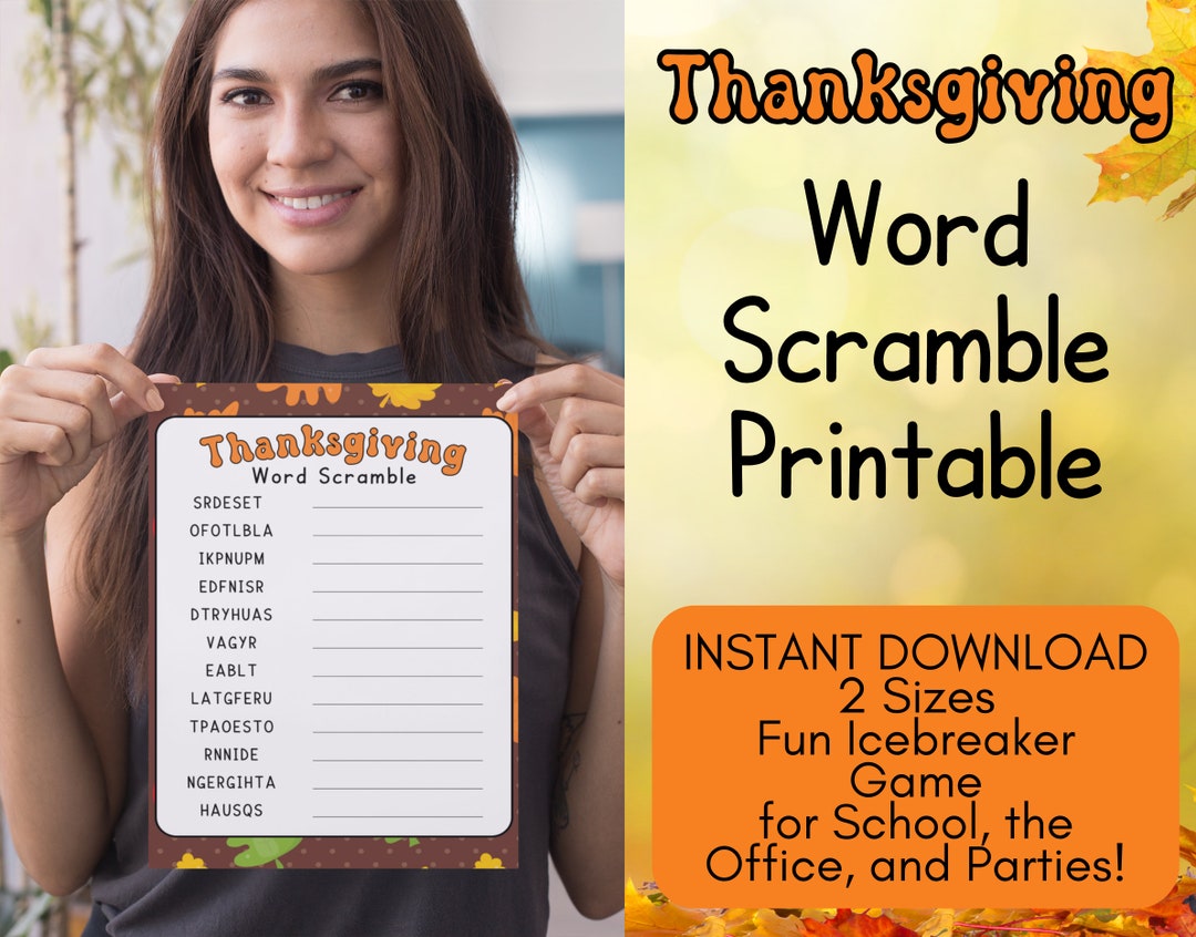 Thanksgiving Word Scramble Printable, Friendsgiving Word Scramble ...