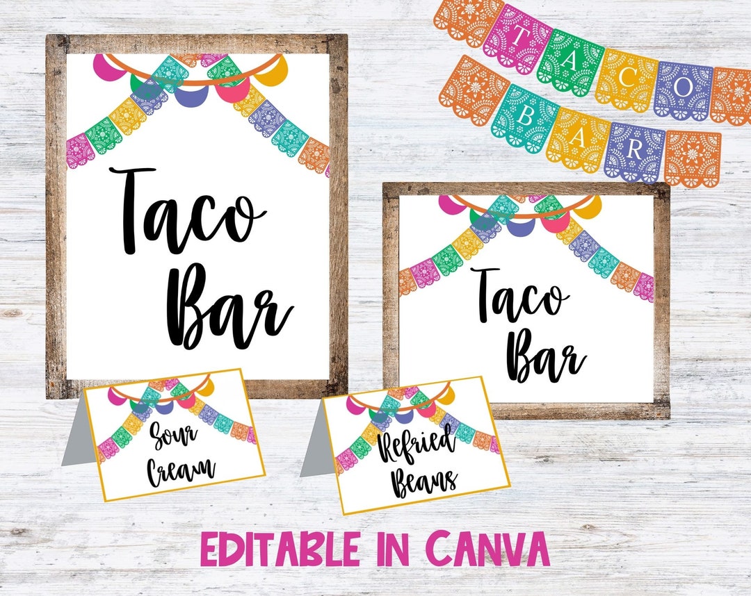 Taco Bar Kit Instant Download Printable, Make Your Own Tacos Party ...
