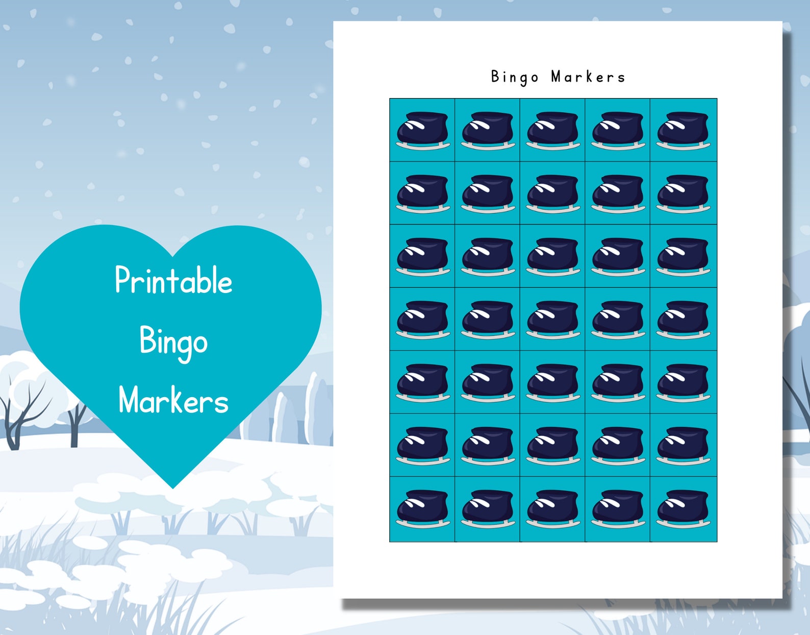 Winter Bingo Game Digital Download, 40 Unique Bingo Cards, Winter ...