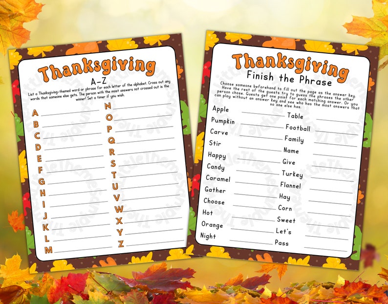 11 Thanksgiving Game Bundle Printable, Fall Games for Adults and Kids ...
