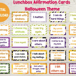 Lunch Box Notes- Positive Affirmations for Kids- Halloween Background ...