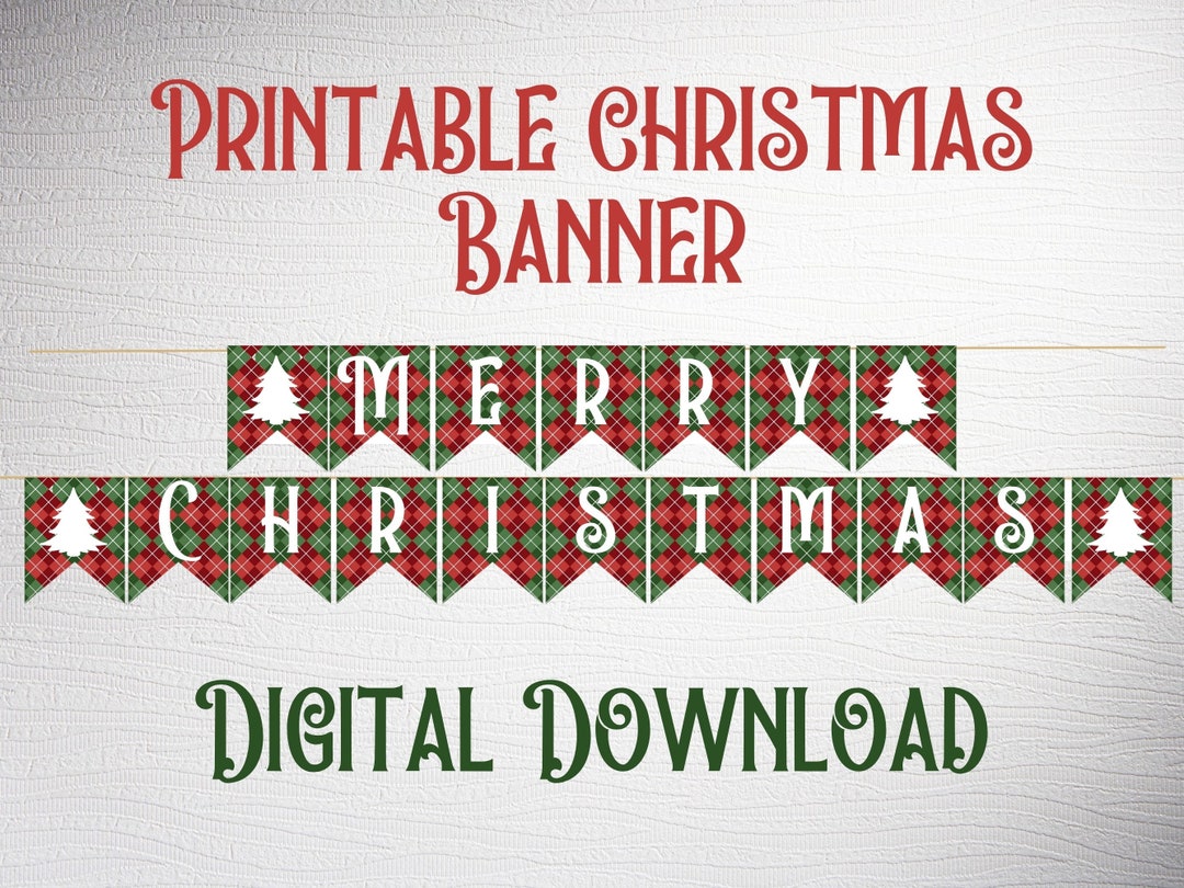 Printable Merry Christmas Banner, Printable Christmas Banner, Merry ...